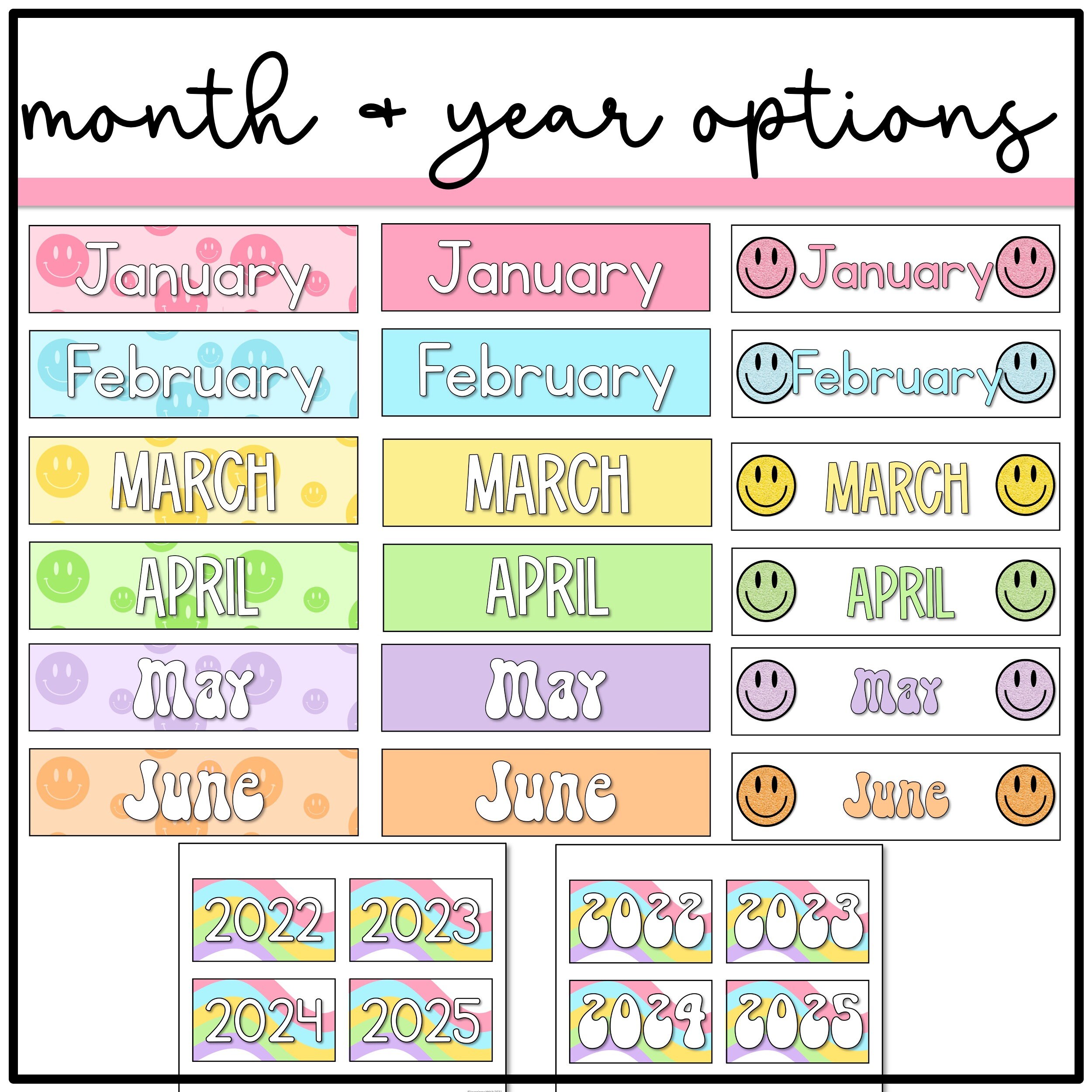 Retro Pastel Calendar Pocket Chart Happy Classroom Decor - Etsy