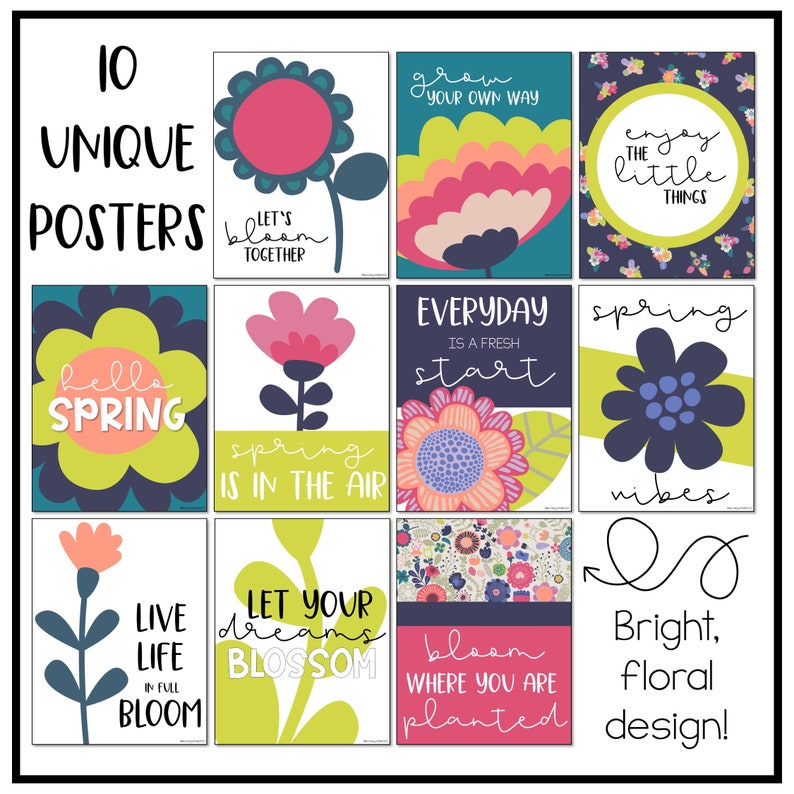 Spring Classroom Posters | Classroom Decor | Bright Flowers - Etsy Canada