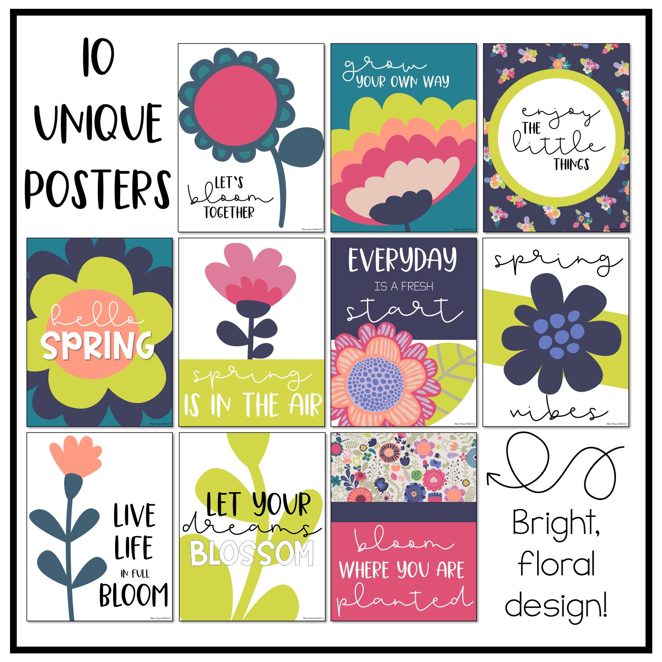 Spring Classroom Posters Classroom Decor Bright Flowers - Etsy Canada