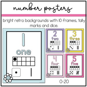 Happy Brights Number Posters, Retro Classroom Decor, Bright Classroom ...