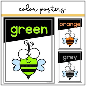 Bee Classroom Decor | Shape and Color Posters | Editable - Etsy