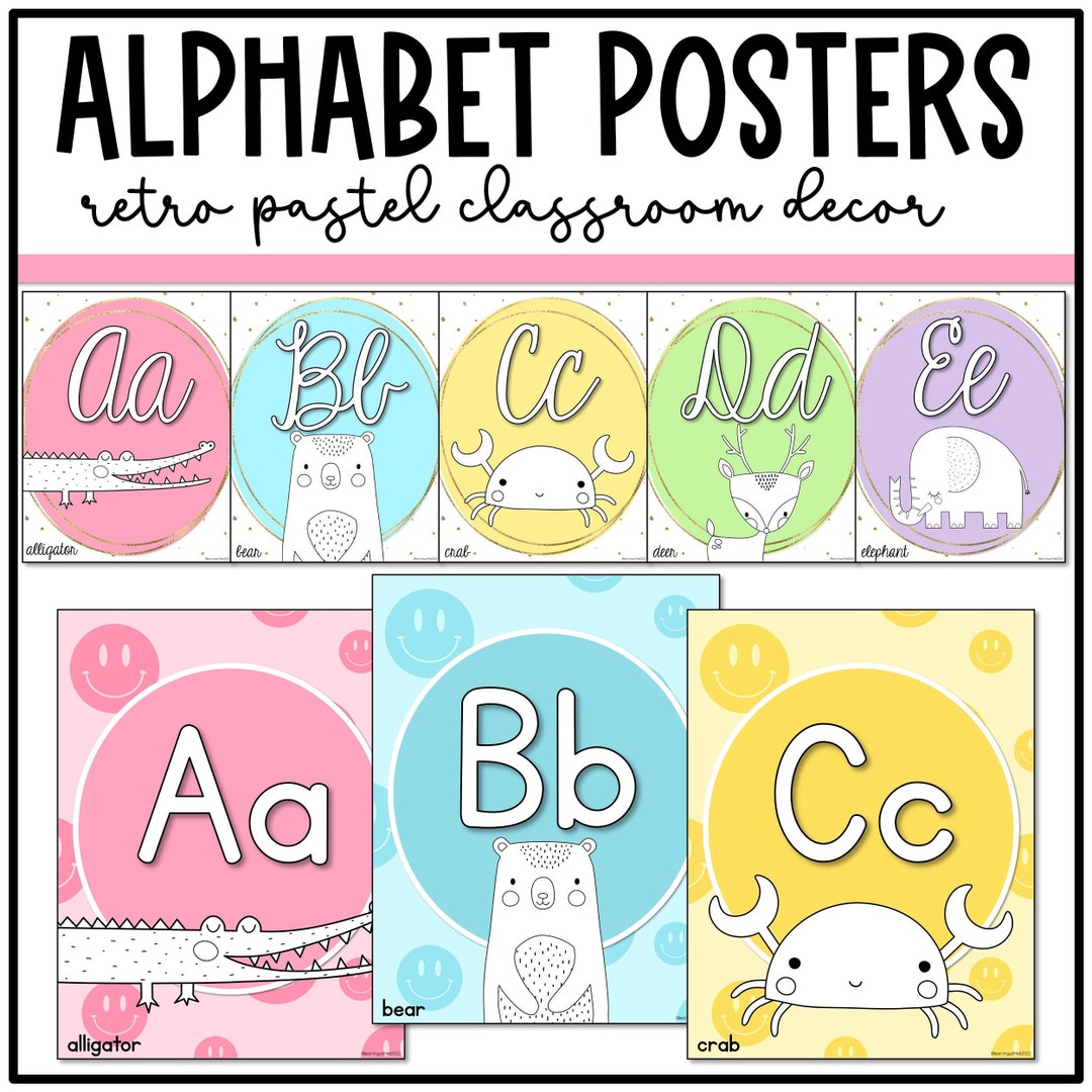 Retro Pastel Alphabet Posters Classroom Decor - Etsy