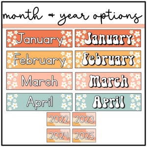 Boho Retro Calendar | Pocket Chart | Daisy Classroom Decor - Etsy