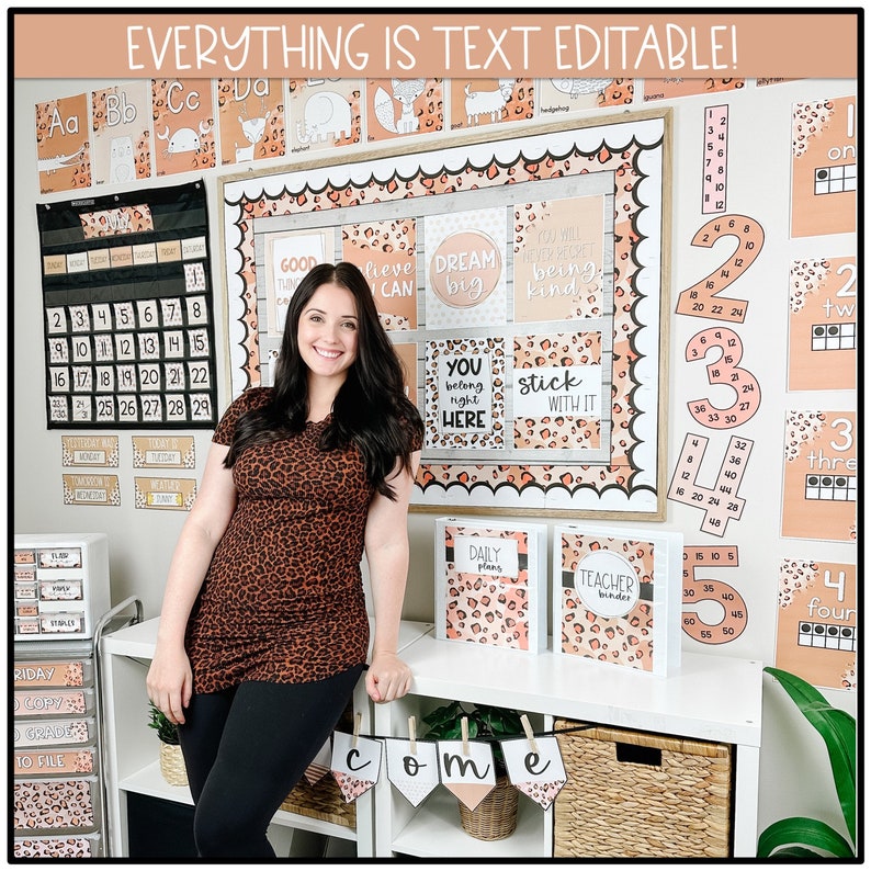 MODERN LEOPARD Classroom Decor Bundle | Editable | Cheetah | Boho Chic ...