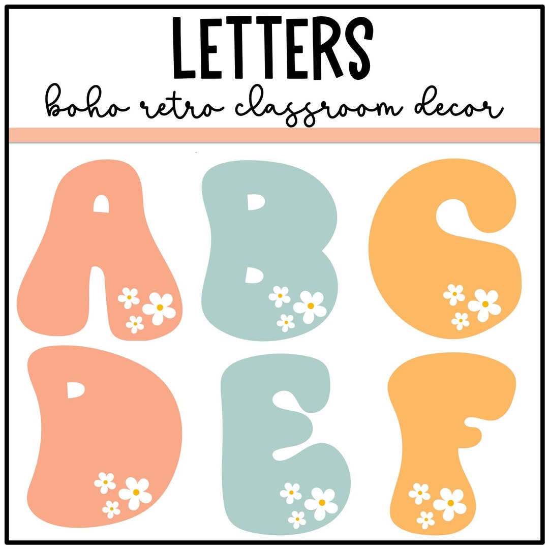 Boho Retro Bulletin Board Letters | Daisy Letters - Etsy
