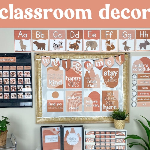 BOHO NEUTRALS Alphabet Posters Boho Rainbow Classroom Decor - Etsy