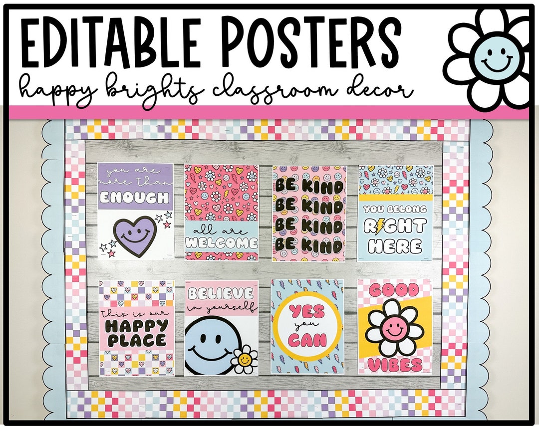 Happy Brights Classroom Posters Inspirational Retro Growth - Etsy UK