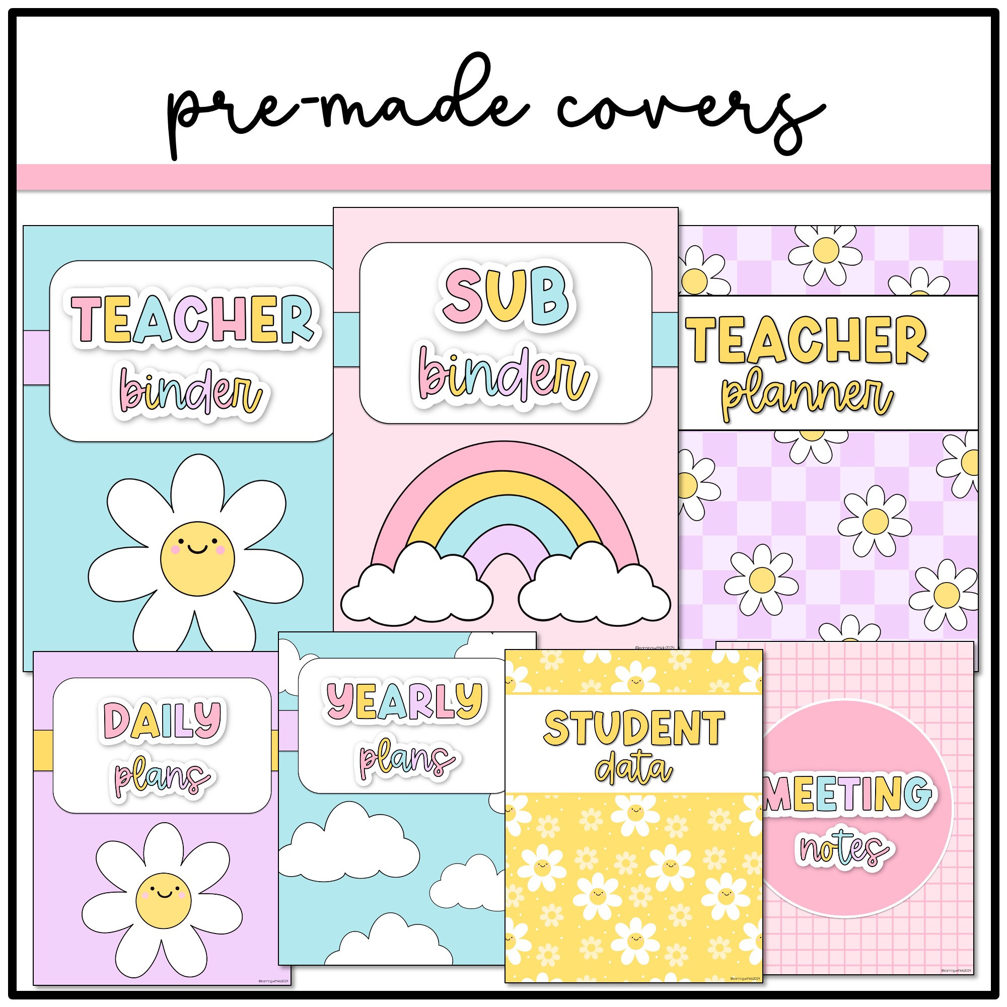 Pastel Dreams Binder Covers | Editable | Cloud Classroom Decor - Etsy