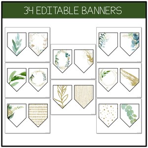 Eucalyptus and Gold Banner | Bunting | Bulletin Board | Botanical ...