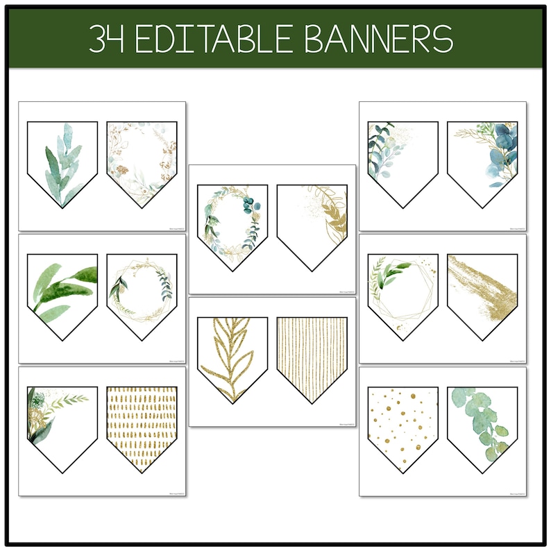 Eucalyptus and Gold Banner Bunting Bulletin Board - Etsy