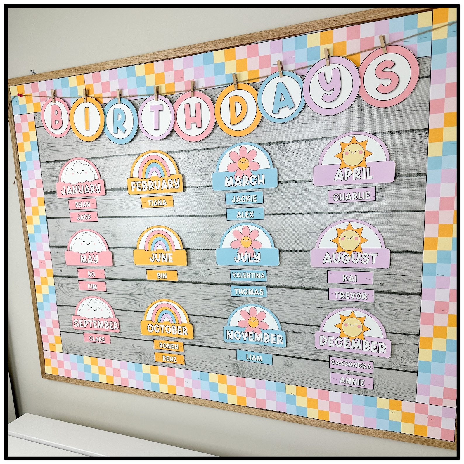 Pastel Birthday Display | Bulletin Board | Cloud Classroom Decor - Etsy