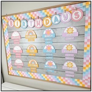 Pastel Birthday Display | Bulletin Board | Cloud Classroom Decor - Etsy