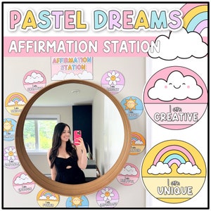 Pastel Affirmation Station | Classroom Decor | Mirror | Cloud - Etsy