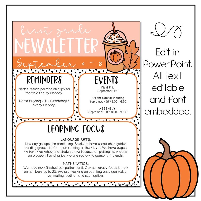 Fall Newsletter Template - Etsy