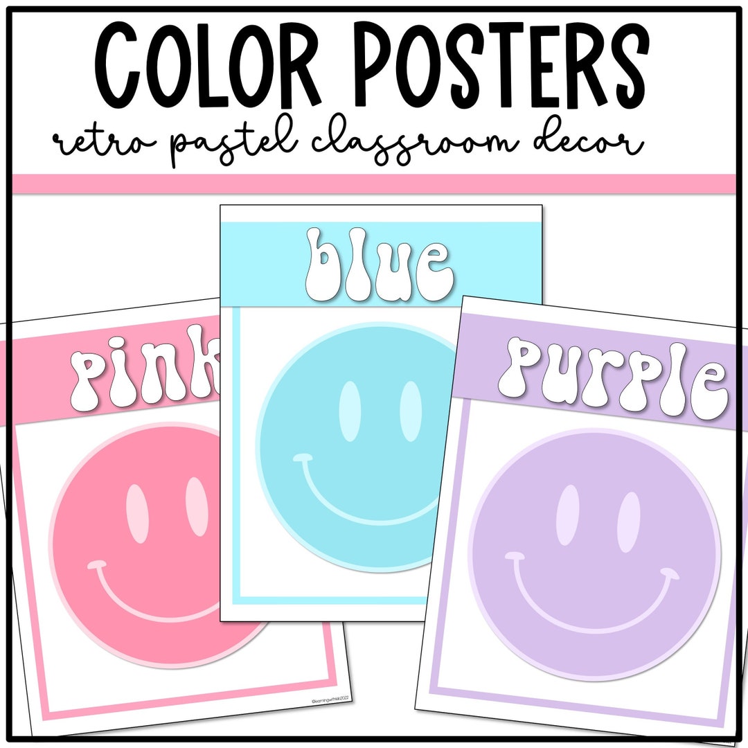 Retro Pastel Color Posters | Happy | Classroom - Etsy