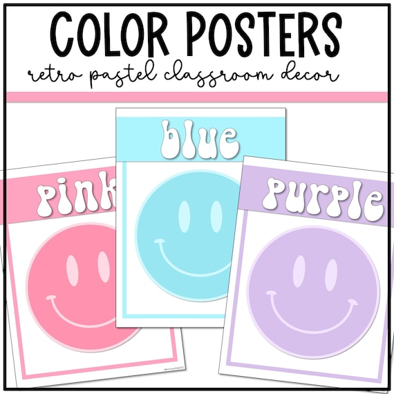 Retro Pastel Color Posters Happy Classroom - Etsy