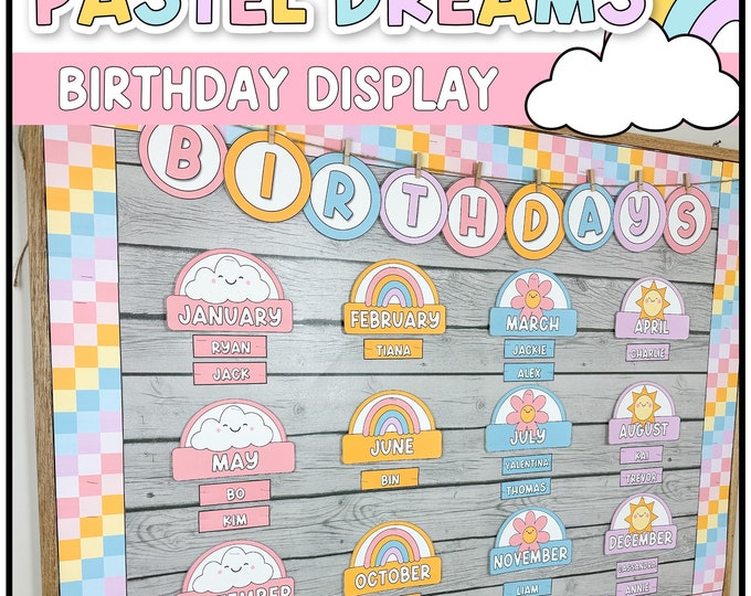 Pastel Bulletin Board Border | Cloud | Daisy | Rainbow | Checker - Etsy ...