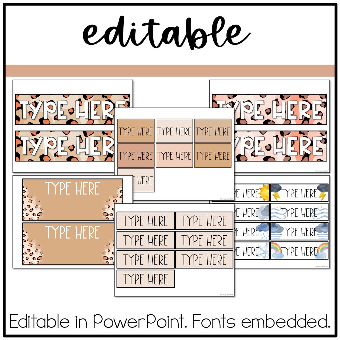 MODERN LEOPARD Calendar Pocket Chart Cheetah Classroom - Etsy