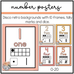 Disco Floral Number Posters, Retro Classroom Decor - Etsy