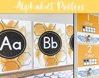 Bee Classroom Decor Alphabet Posters Number Posters Word - Etsy Canada