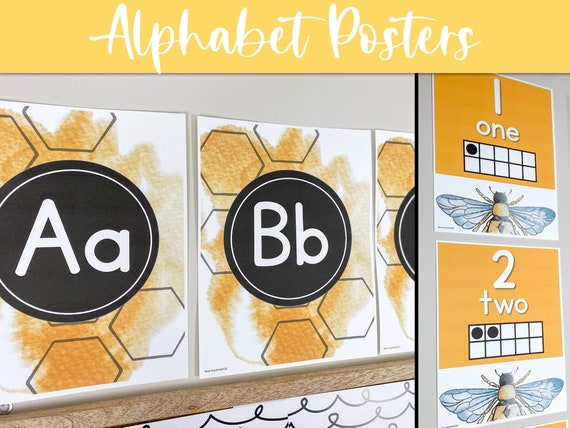 Bee Classroom Decor Alphabet Posters Number Posters Word - Etsy Canada