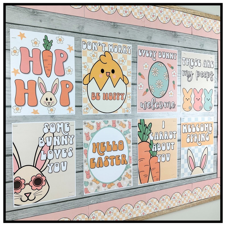 Retro Easter Posters, Bulletin Board, Classroom Decor - Etsy
