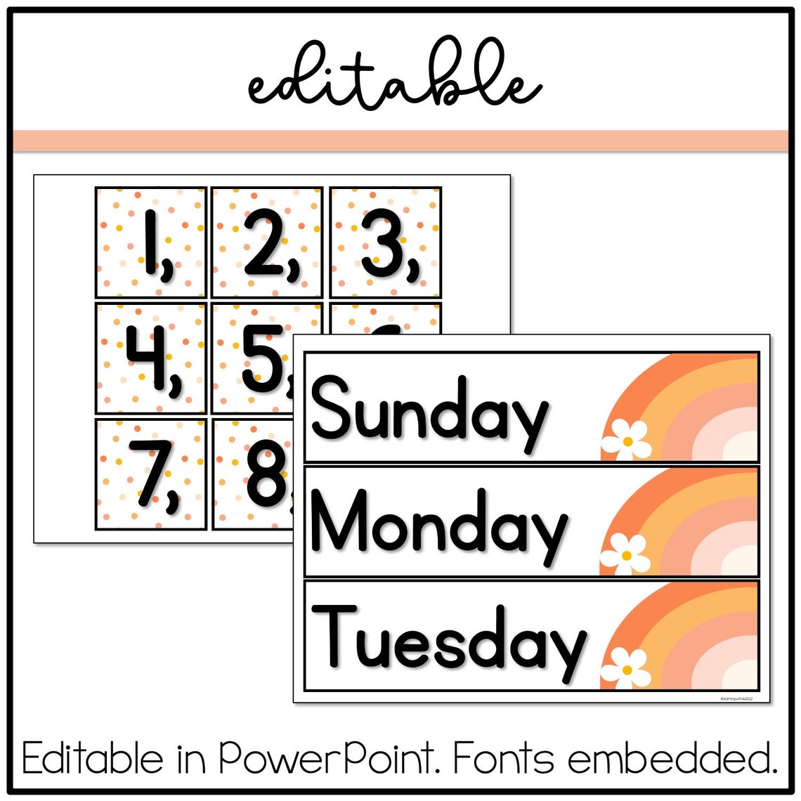 Boho Retro Flip Calendar Daisy Classroom Decor - Etsy