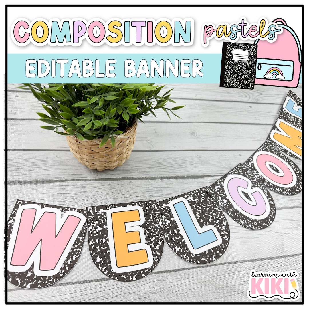 Composition Notebook Banner | Editable | Welcome Banner | Classroom ...