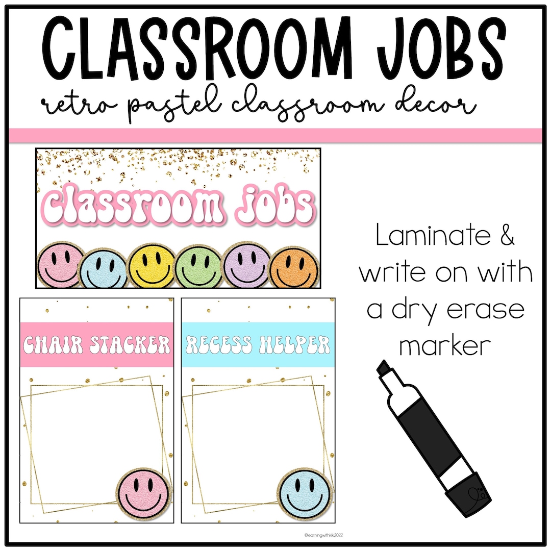 Retro Pastel Classroom Decor | Classroom Jobs for Students | Printables ...