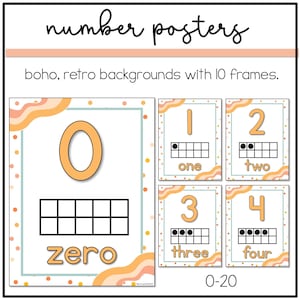Boho Retro Number Posters, Classroom Decor, Daisy Classroom - Etsy