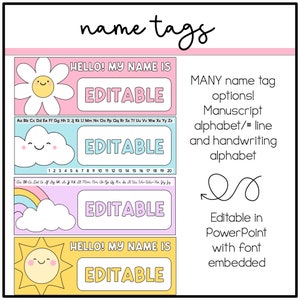 Pastel Dreams Name Tags and Labels | Editable - Etsy