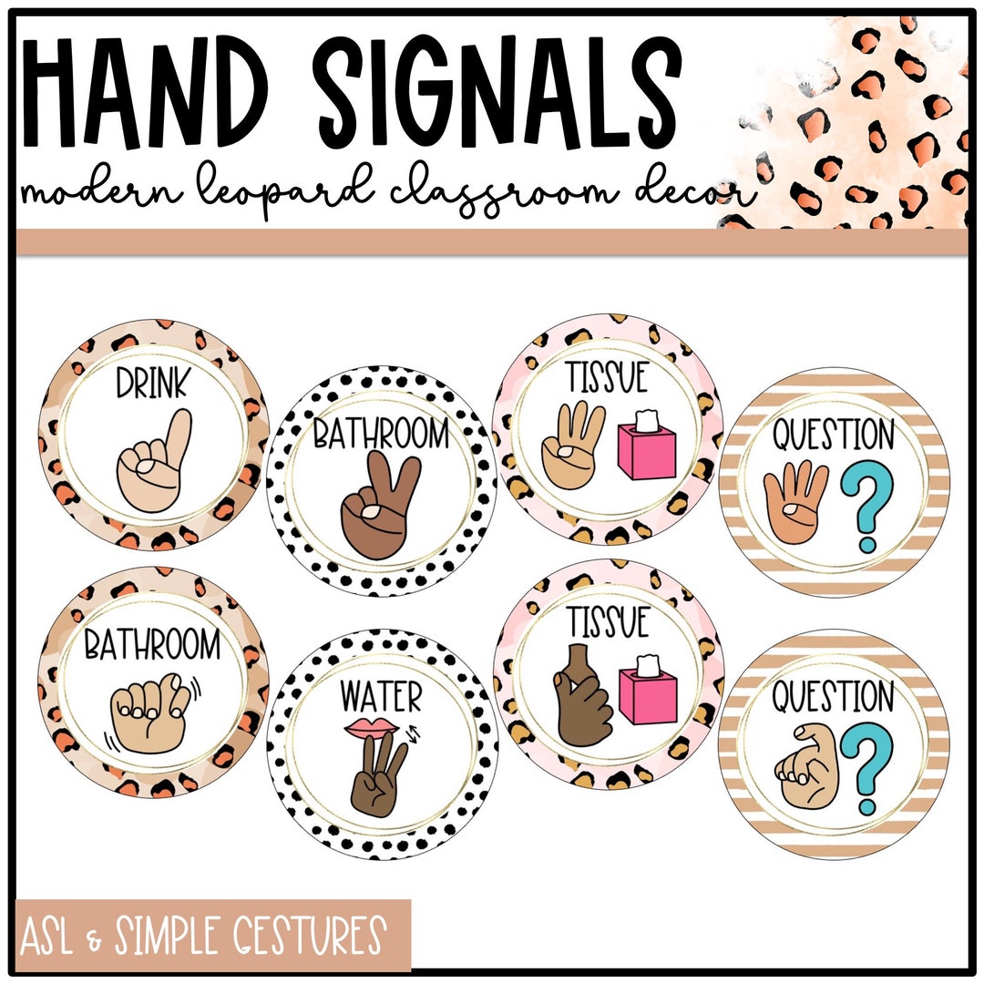 Modern Leopard Classroom Hand Signals, Display, Cheetah Classroom Devor ...