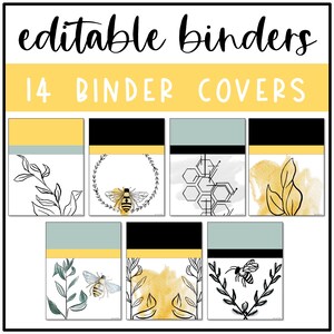 Bee Binder Covers Editable Bee and Eucalyptus Classroom - Etsy
