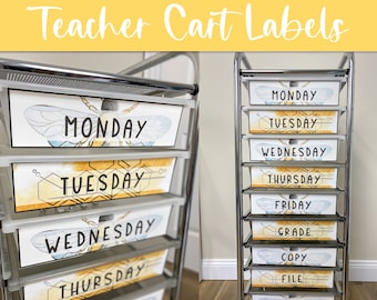 BEE 10 Drawer Rolling Cart Labels Teacher Cart Bee and - Etsy