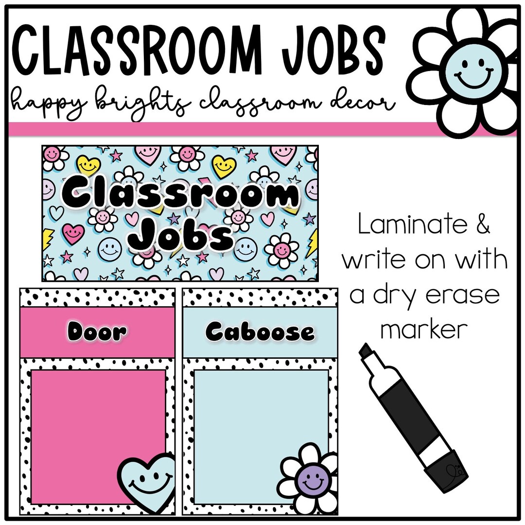 Happy Brights Classroom Decor, Classroom Jobs for Students, Printables ...