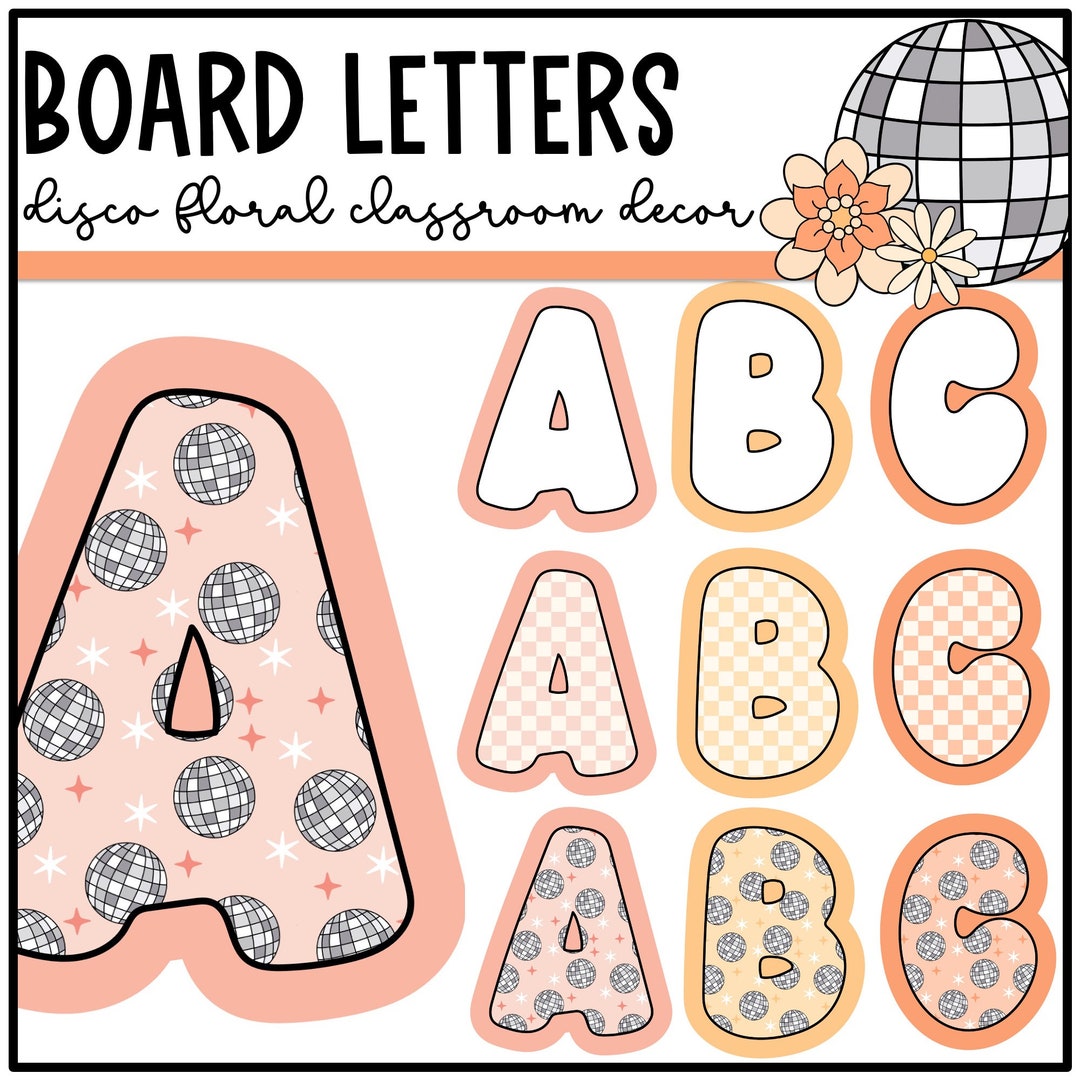 Disco Floral Bulletin Board Letters | A - Z, Letters and Numbers, Retro ...
