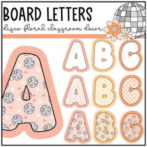 Disco Floral Bulletin Board Letters | A - Z, Letters and Numbers, Retro ...