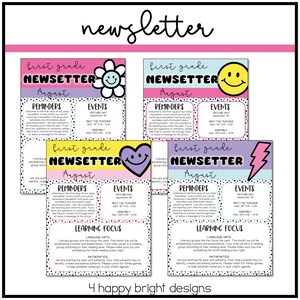 Happy Brights Classroom Newsletter, Template, Bright Classroom Decor - Etsy