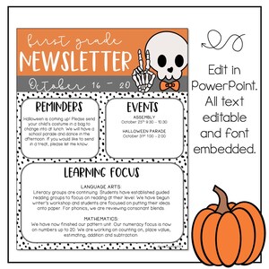 Halloween Newsletter Template, Classroom Newsletter - Etsy