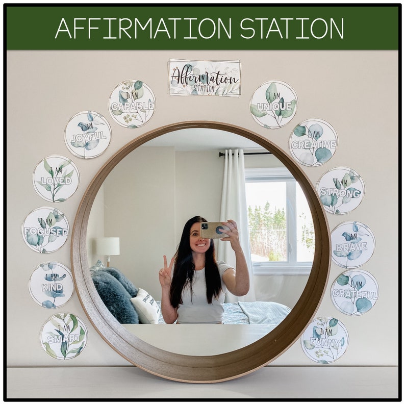 Eucalyptus and Gold Door Display Positive Affirmations - Etsy