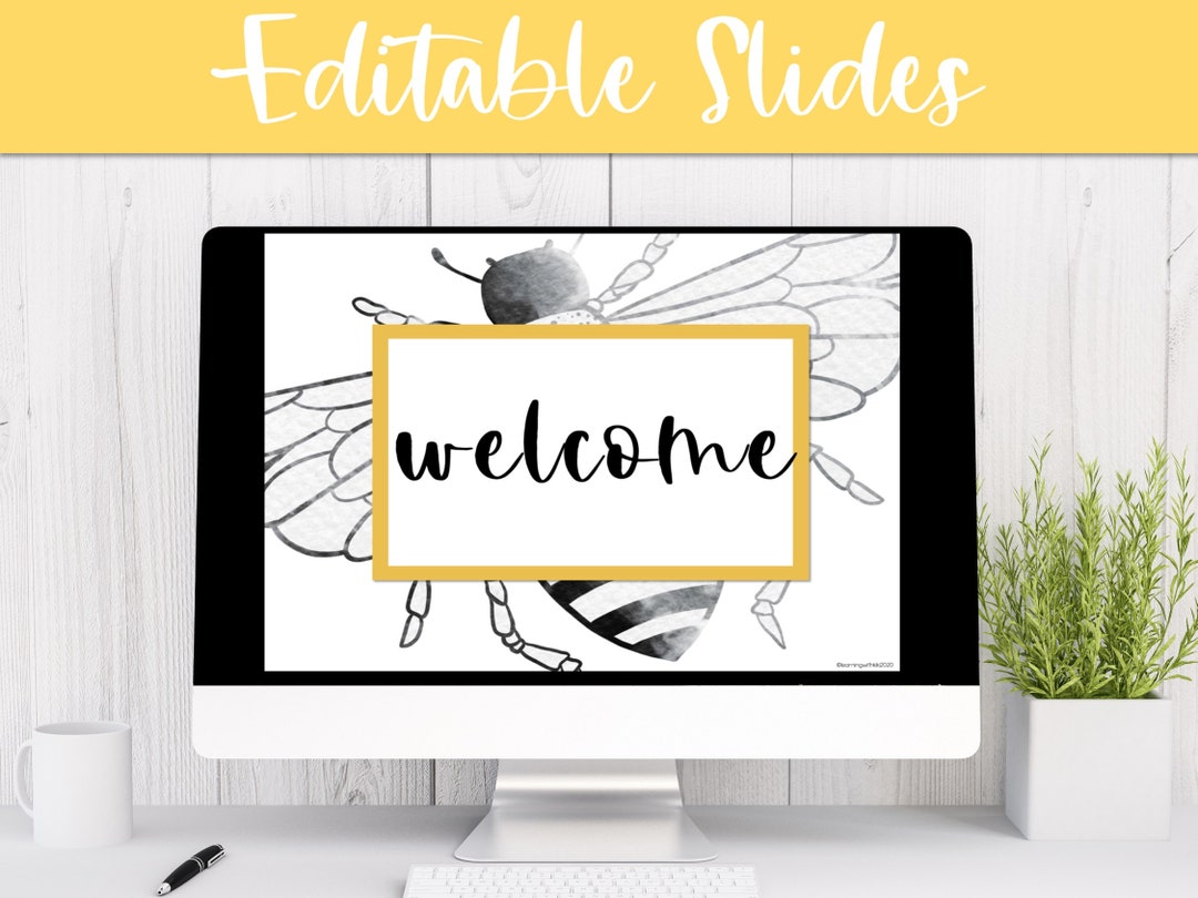 Bee Slides Template | Bee and Eucalyptus Classroom Decor - Etsy