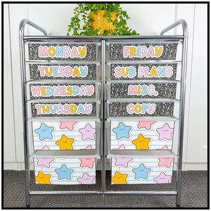 Rolling Cart Labels | 10 12 Drawer Cart Labels | Composition Notebook ...