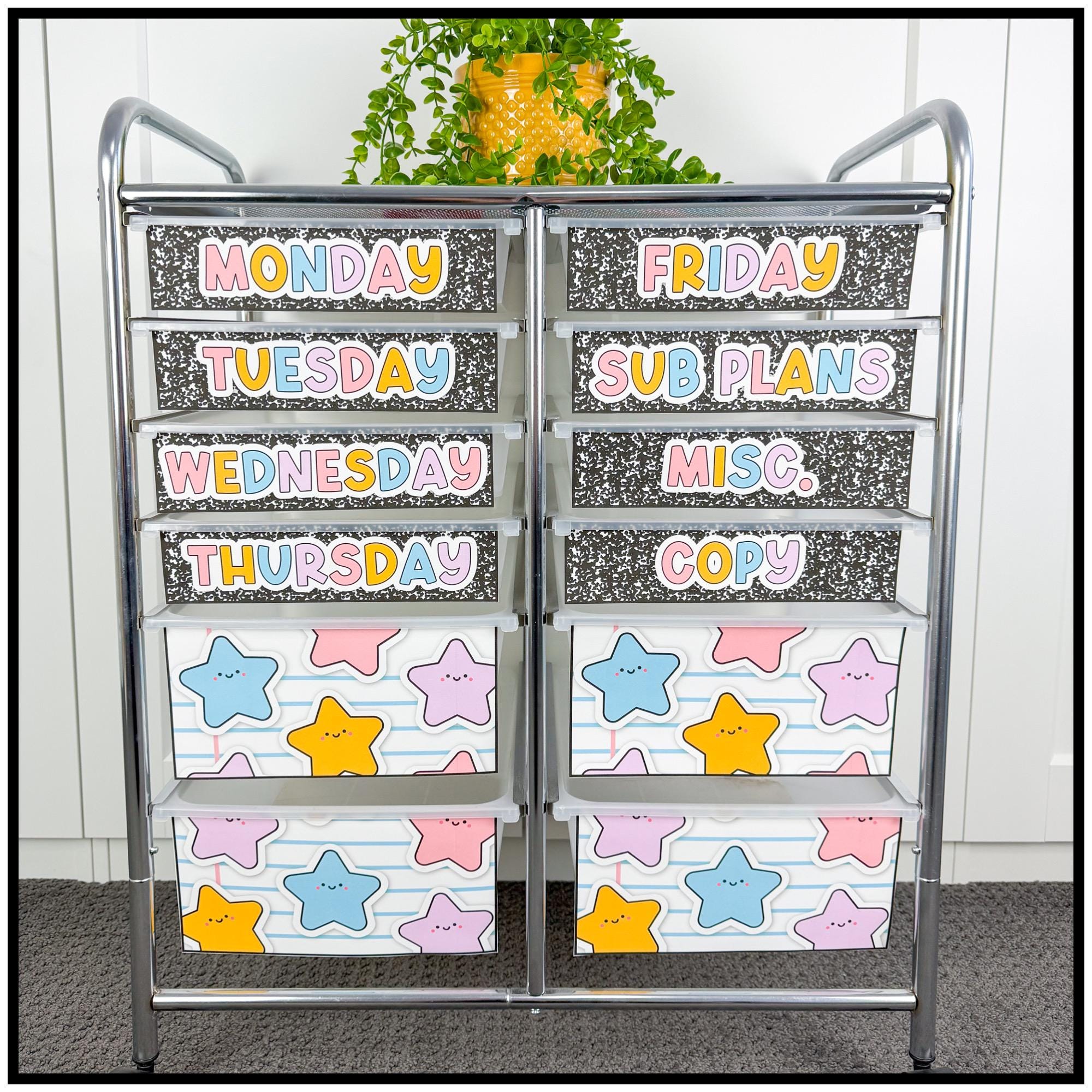 Rolling Cart Labels | 10 12 Drawer Cart Labels | Composition Notebook ...