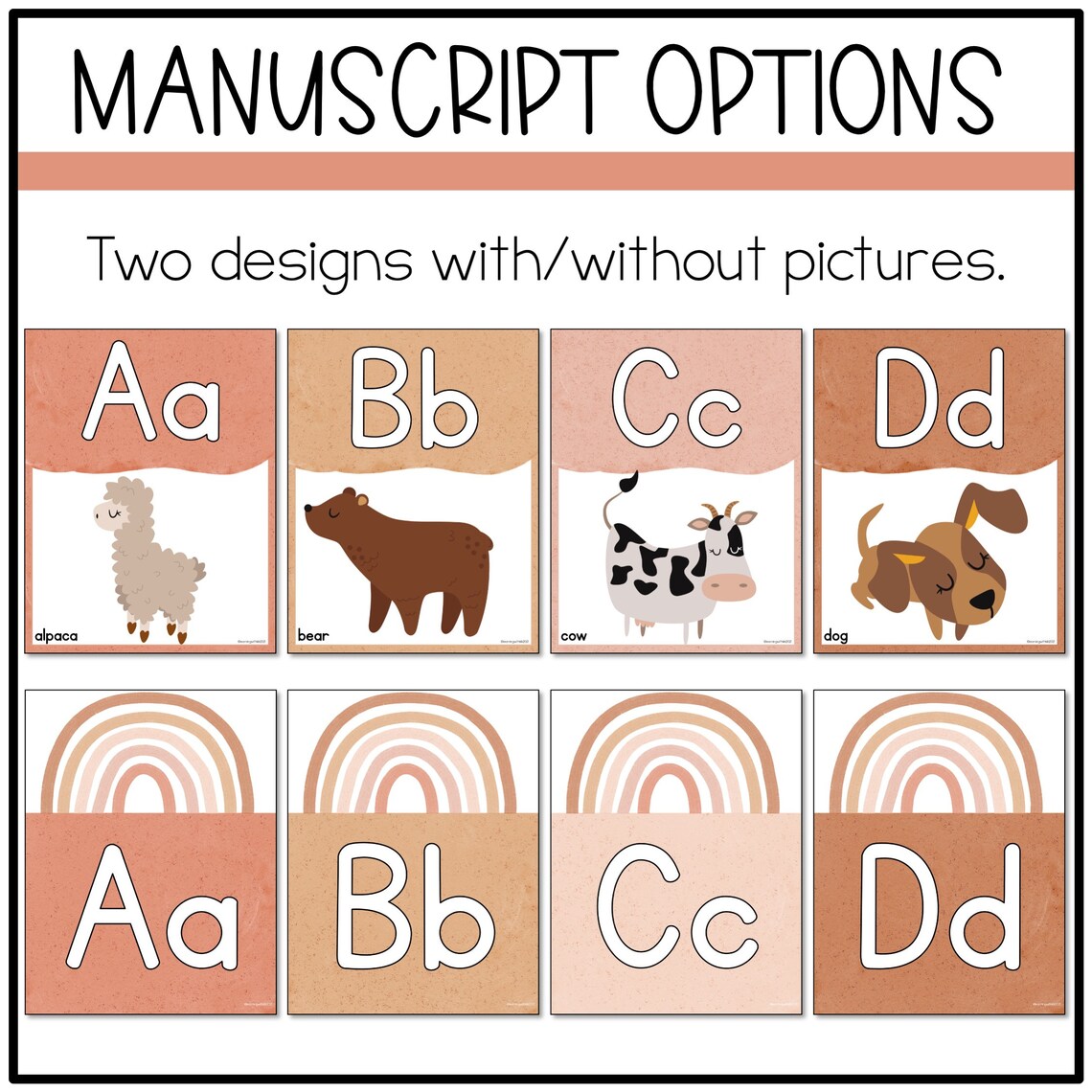 BOHO NEUTRALS Alphabet Posters Boho Rainbow Classroom Decor - Etsy