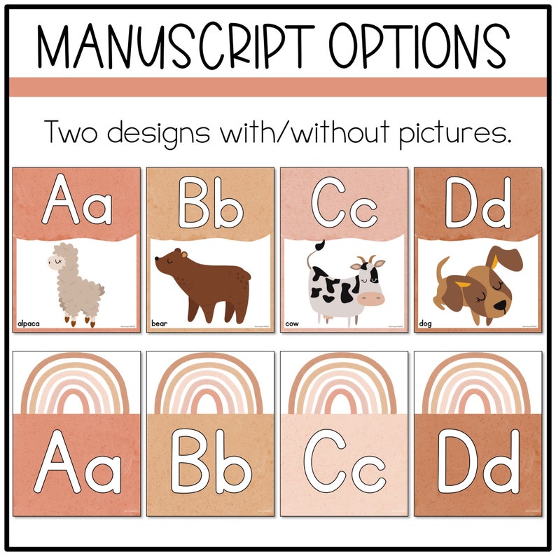 BOHO NEUTRALS Alphabet Posters Boho Rainbow Classroom Decor - Etsy