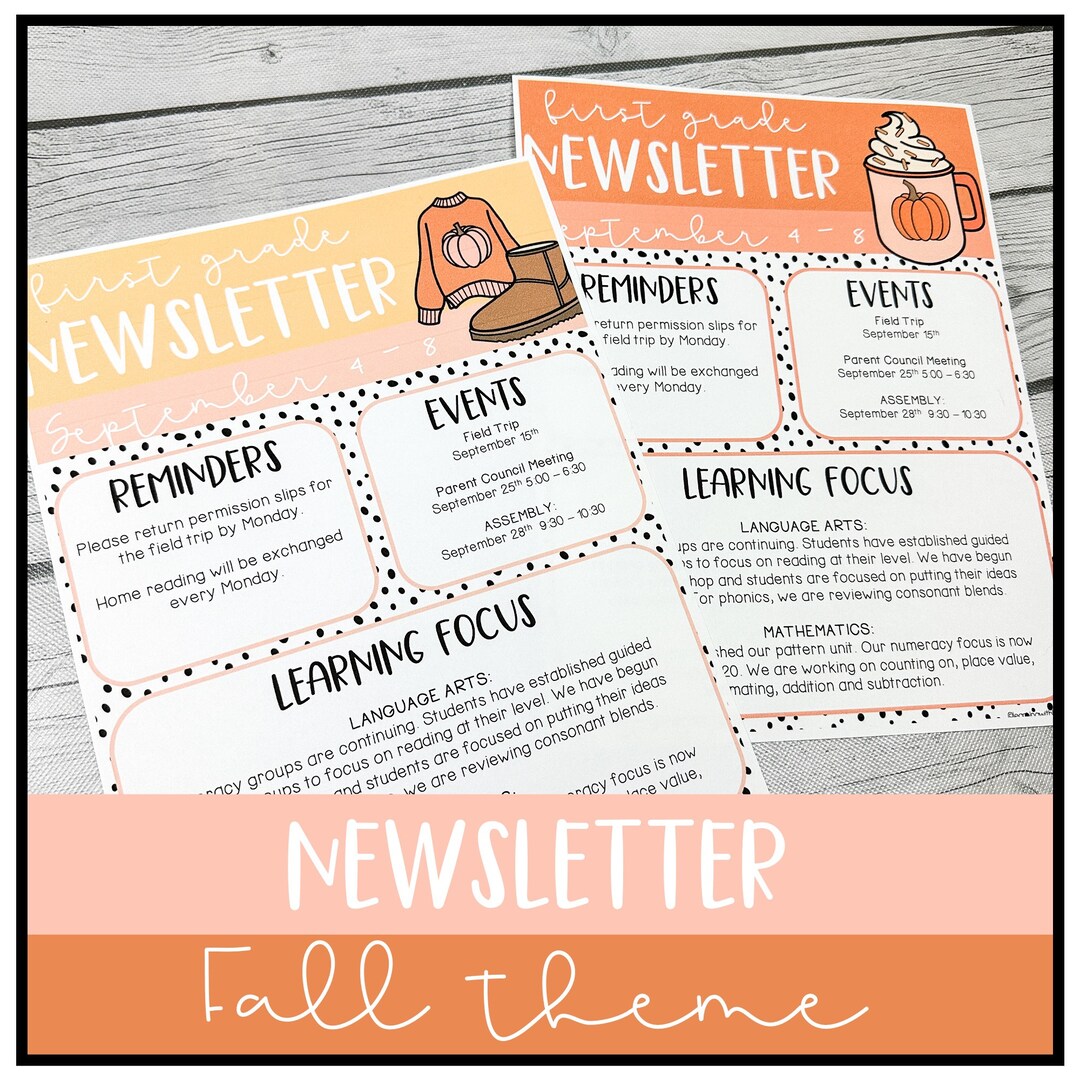 Fall Newsletter Template - Etsy