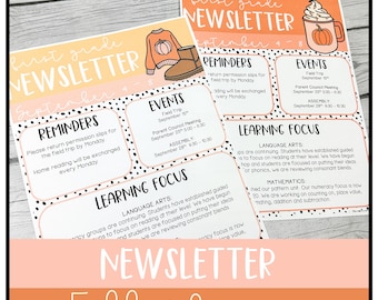 EDITABLE Fall Classroom Newsletter Teacher Newsletter Template Fall ...