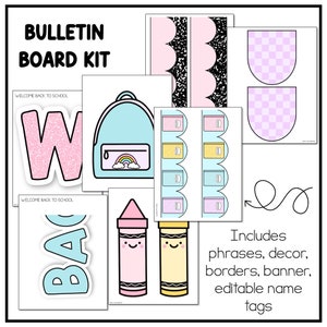 Back to School Bulletin Board Kit, Classroom Decor, Pastel Trendy - Etsy