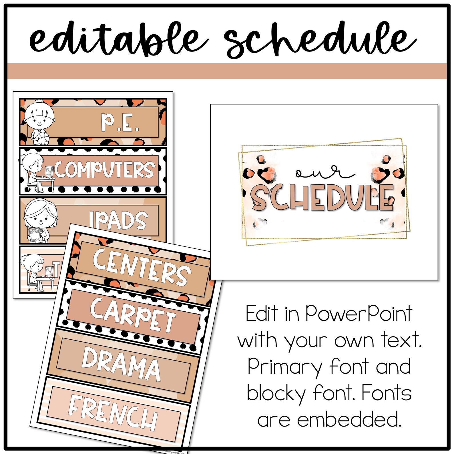 Modern Leopard Classroom Decor Classroom Schedule - Etsy