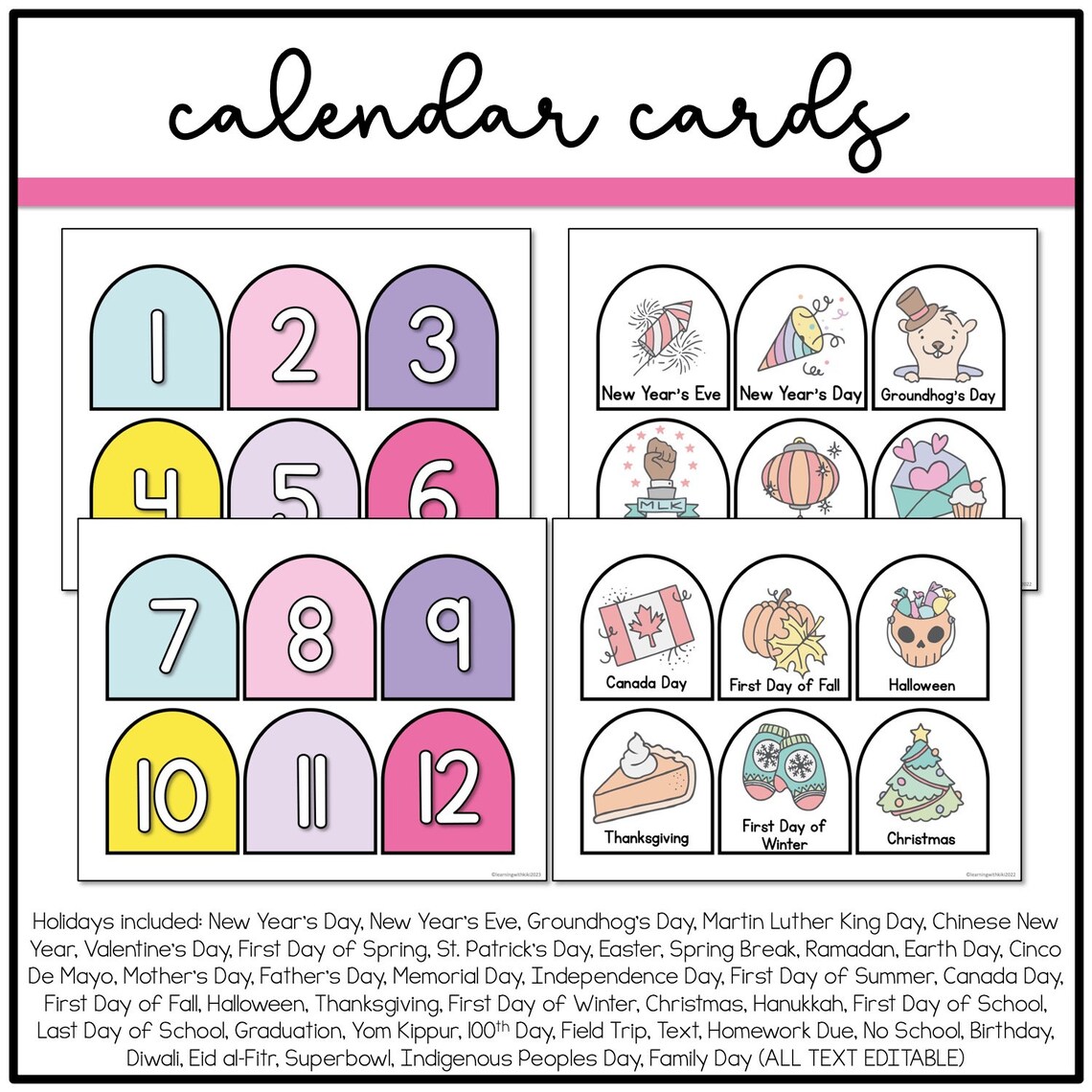 Happy Brights Calendar | Pocket Chart | Bright Classroom Decor - Etsy